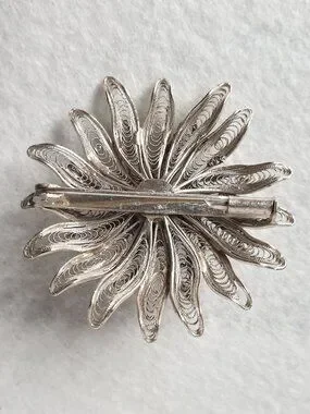 Jewelry | Exquisite Vintage European 80 Silver Filigree Dahlia Flower ...